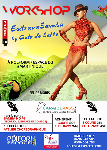 Workshop ExtravaSamba by Gato de Salto avec Félipé Moris | Caraibe Pass Workshop ExtravaSamba by Gato de Salto avec Félipé Moris | Caraibe Pass